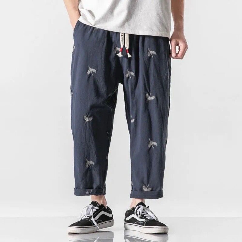 Mr Donoo Do Noo Pants Embroidered Crane Pockets Japan… - Gem